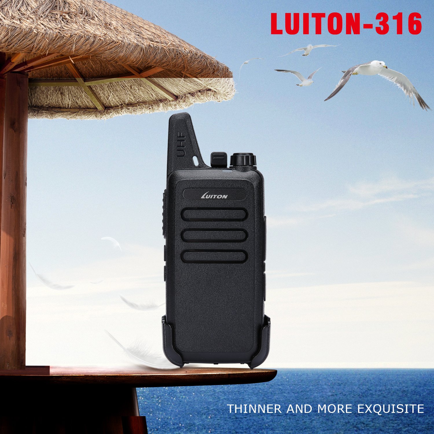Walkie Talkies LT-316 GMRS Outdoor Camping Hiking Hunting Uhf Mini Walkie Talkies 3 Watts Output 5-10 Miles Range Micro USB Charging Amateur Two Way Radio (Pair) (Black)