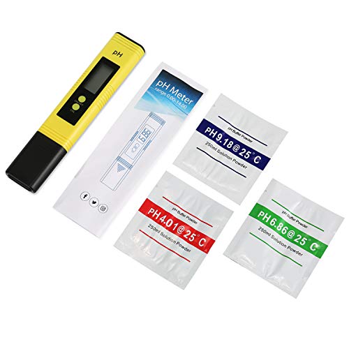 Digital PH Meter, UOTO Water Quality Tester 0.01 PH High Accuracy and 0-14 PH Measurement Range, Ideal Water Test Meter for Household Drinking Water, Aquariums, ATC β Yellow