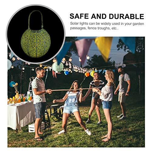 OSALADI Solar Lantern Lights Outdoorï¼Œ LED Solar Powered Hanging Lights Waterproof Hollow- Out Metal Tabletop Lanterns for Indoor and Outdoor Garden Tree Patio Courtyard Home Party Decor (Blue)