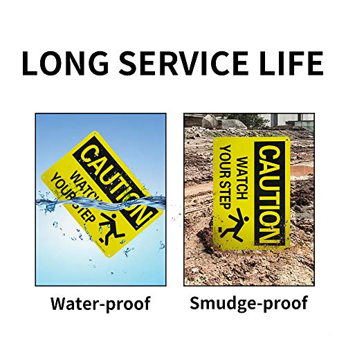 Enjoyist 2-Pack Safety Sign Caution Watch Your Step Sign, 10"x 7" .04" Aluminum Reflective Sign Rust Free Aluminum-UV Protected and Weatherproof