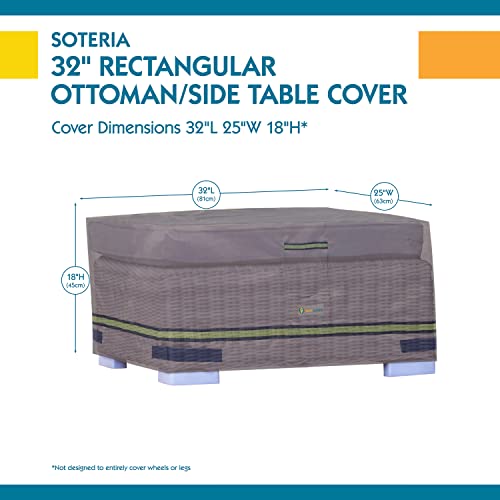 Duck Covers Soteria Waterproof 32 Inch Rectangular Patio Ottoman/Side Table Cover, Outdoor Ottoman Cover