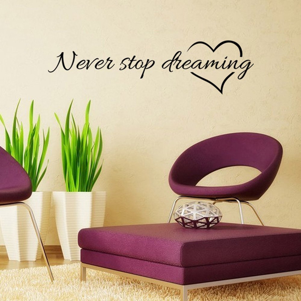 Cute Room Decorations for Girls Wall Art Dreaming Removable Never Vinyl Decor Room Stickers Home Stop Mural Home Decor Bedroom Decals for Wall Boys