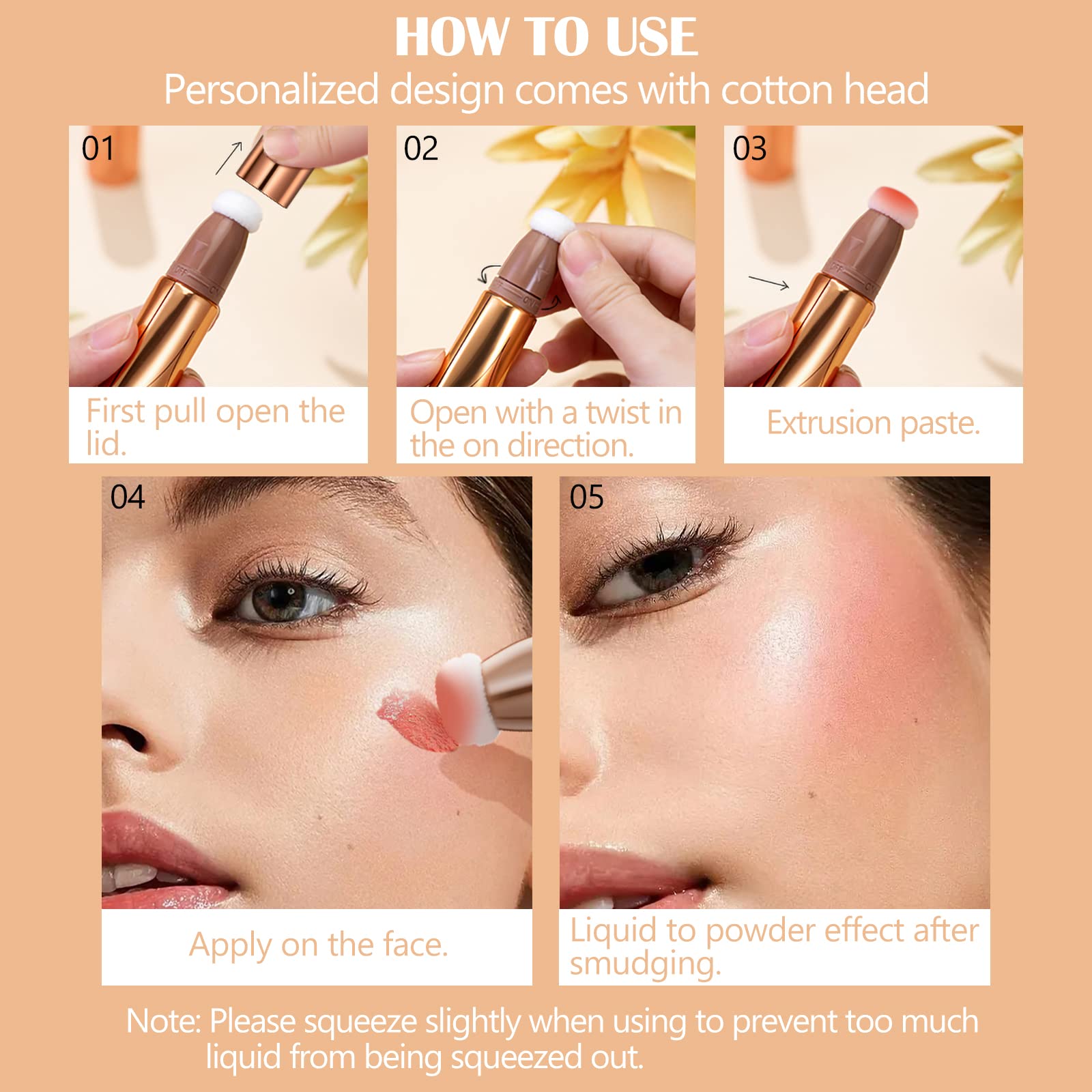 DAGEDA Highlighter Beauty Women Wand, Shimmer Liquid Face Highlighter, Smooth Creamy Liquid Highlighter Stick with Soft Cushion Applicator, Waterproof Body Face Glowing Highlighter Makeup (04)