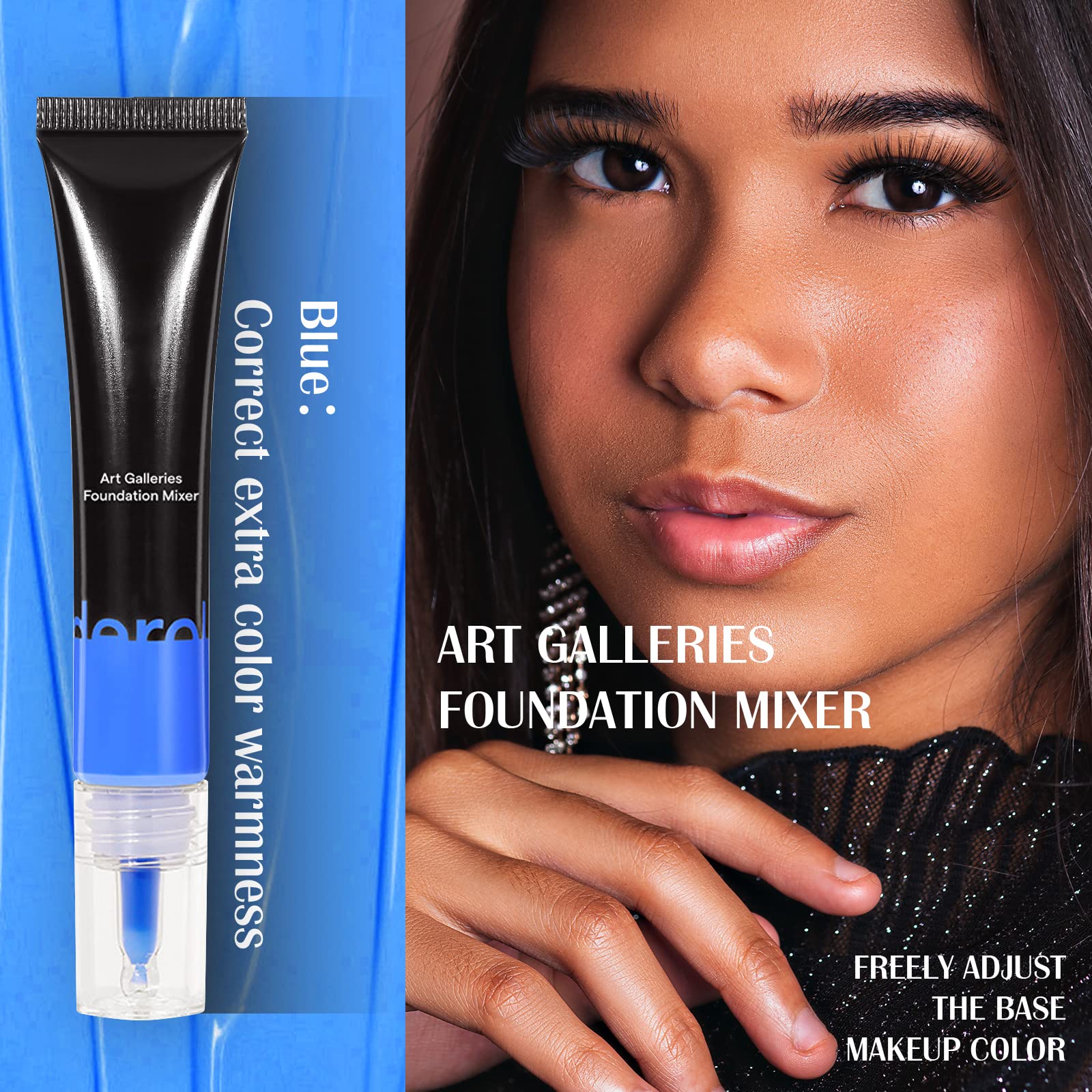 DAGEDA Liquid Foundation, Foundation Mixing Pigment for Adjusting Shade, Sweat-Proof Long Lasting Silky-Smooth Liquid Foundation, Light and Easy to Blend with Foundation, 0.67oz (Blue)