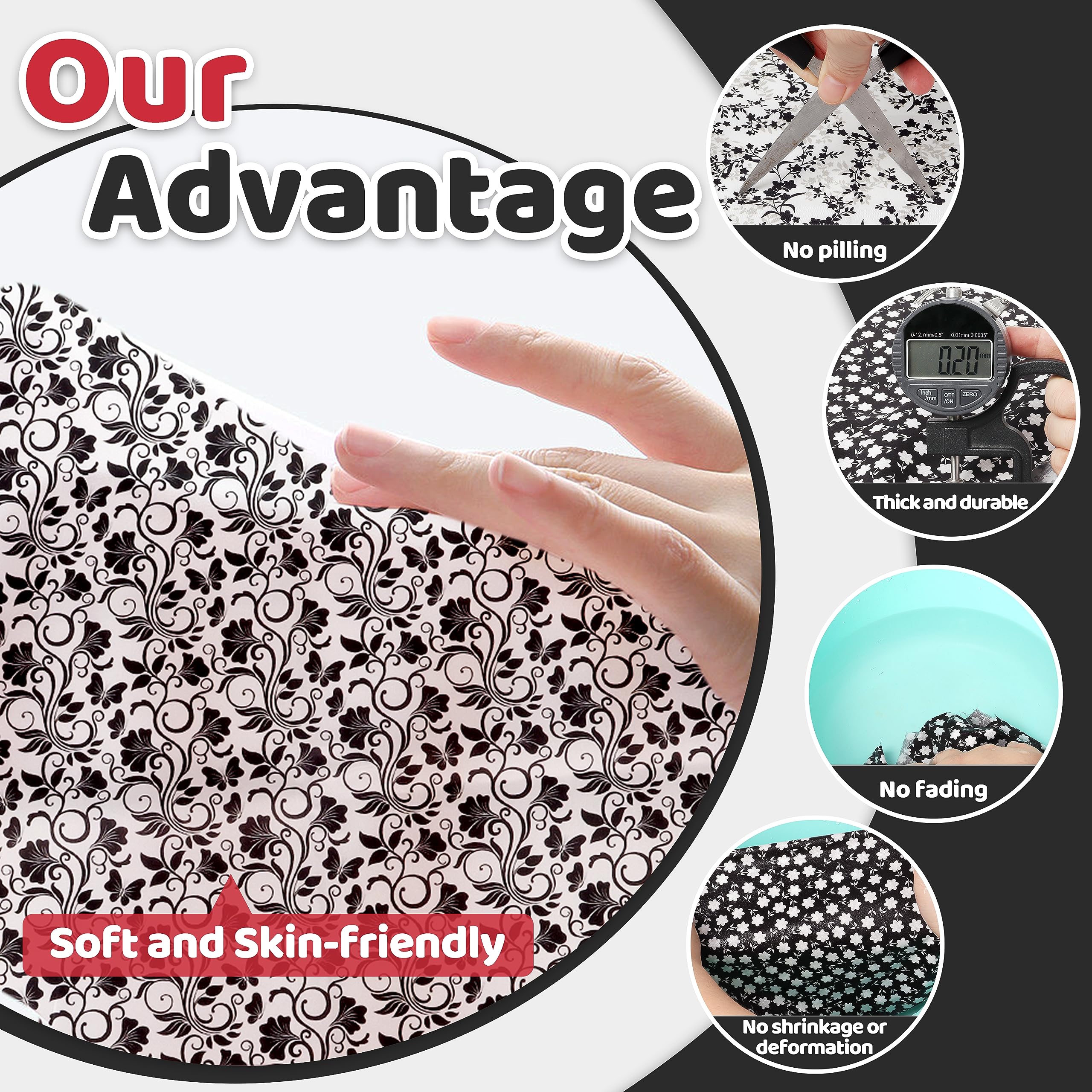 Black White Floral Cotton Fabric: ZAIONE 9Pcs Flower Printed Fabric Fat Quarters 18βx20β Quilting Squares for Patchwork DIY