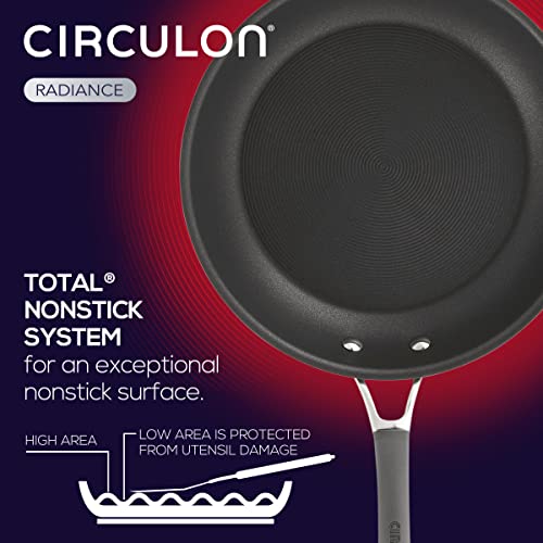 Circulon Radiance Hard Anodized Nonstick Frying / Fry Pan Set / Skillet Set - 8.5 Inch, 10 Inch, and 12.25 Inch , Gray