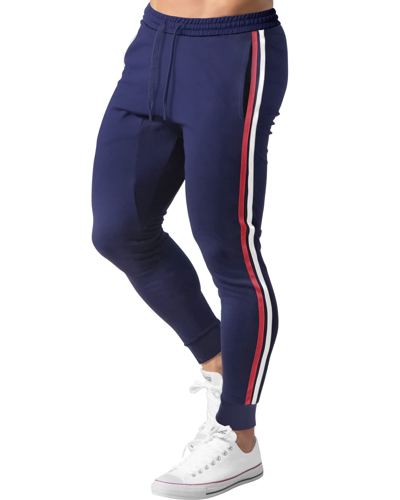 CANGHPGIN Workout Joggers for Men Sweatpants with Pockets, Slim Fit Atheltic Pants Men Track Pants Casual Running Navy