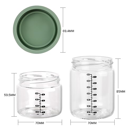 haakaa Baby Food Storage Containers with Silicone Lid, Baby Food Storage Jar Set, Freezer and Microwave Safe, 4PCS 4.2oz & 2PCS 7.2oz