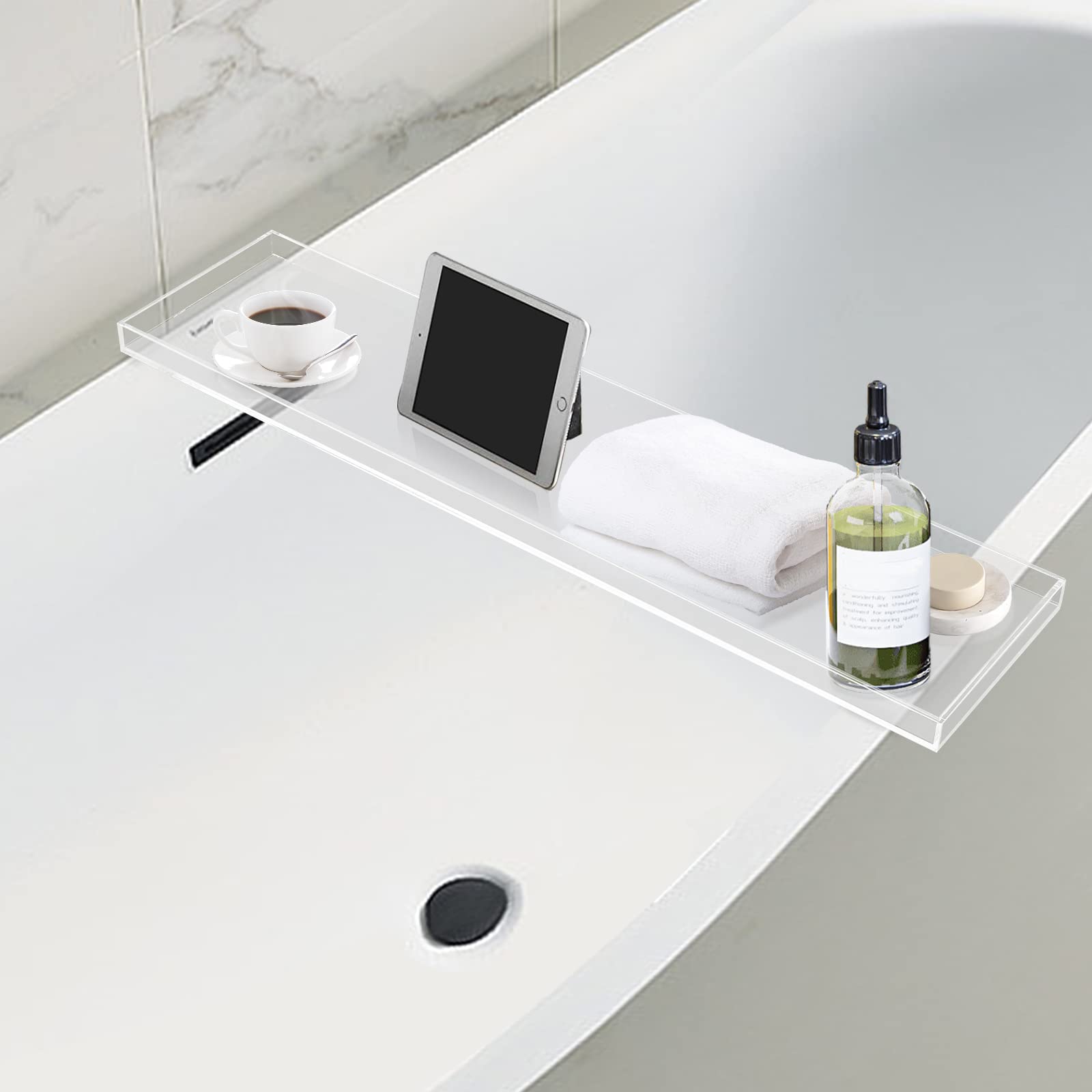 Clear Bathtub Tray Caddy,Acrylic Bath Tray,Bath Tub Table for Home Bathroom