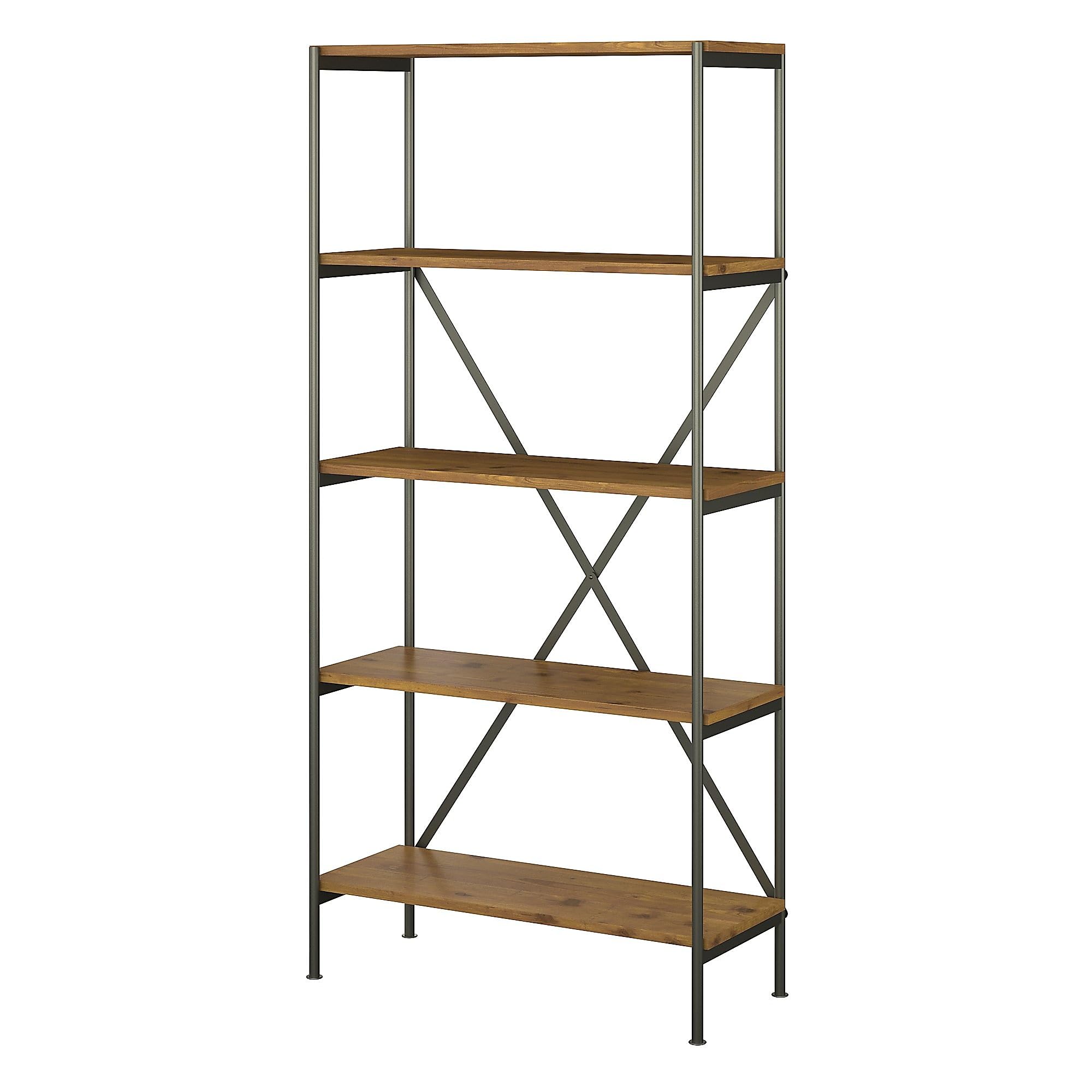 Bush Furniture Ironworks 5 Shelf Etagere Bookcase in Vintage Golden Pine