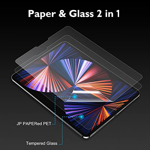 Esanik [2+2 Pack Like Paper Glass Screen Protector for iPad Pro 12.9 2022 6th & 2021 5th & 2020 4th with Camera Lens Protector & Alignment Frame, 9H Tempered Glass PAPERed Film for Drawing Writing
