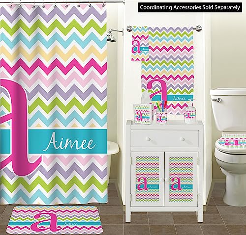 RNK Shops Colorful Chevron Waste Basket - Single Sided (White) (Personalized)