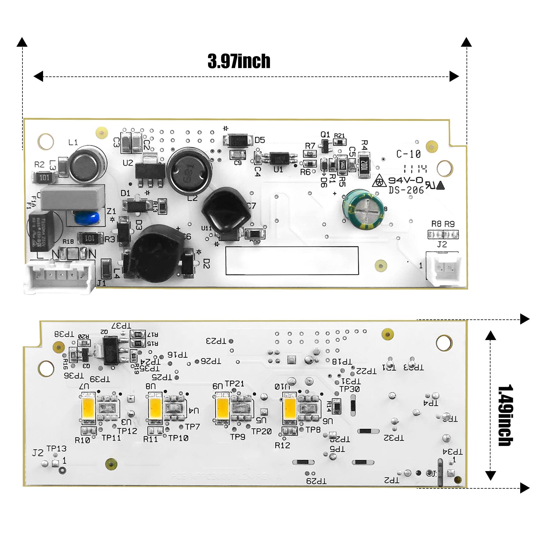 W10515058 Main LED Light and Driver Fit for Whirlpool Kenmore Maytag Kitchenaid, Only PCD Board, Replacement WPW10515058, PS11755867, W10522611, 3021142, W10465957, AP6022534