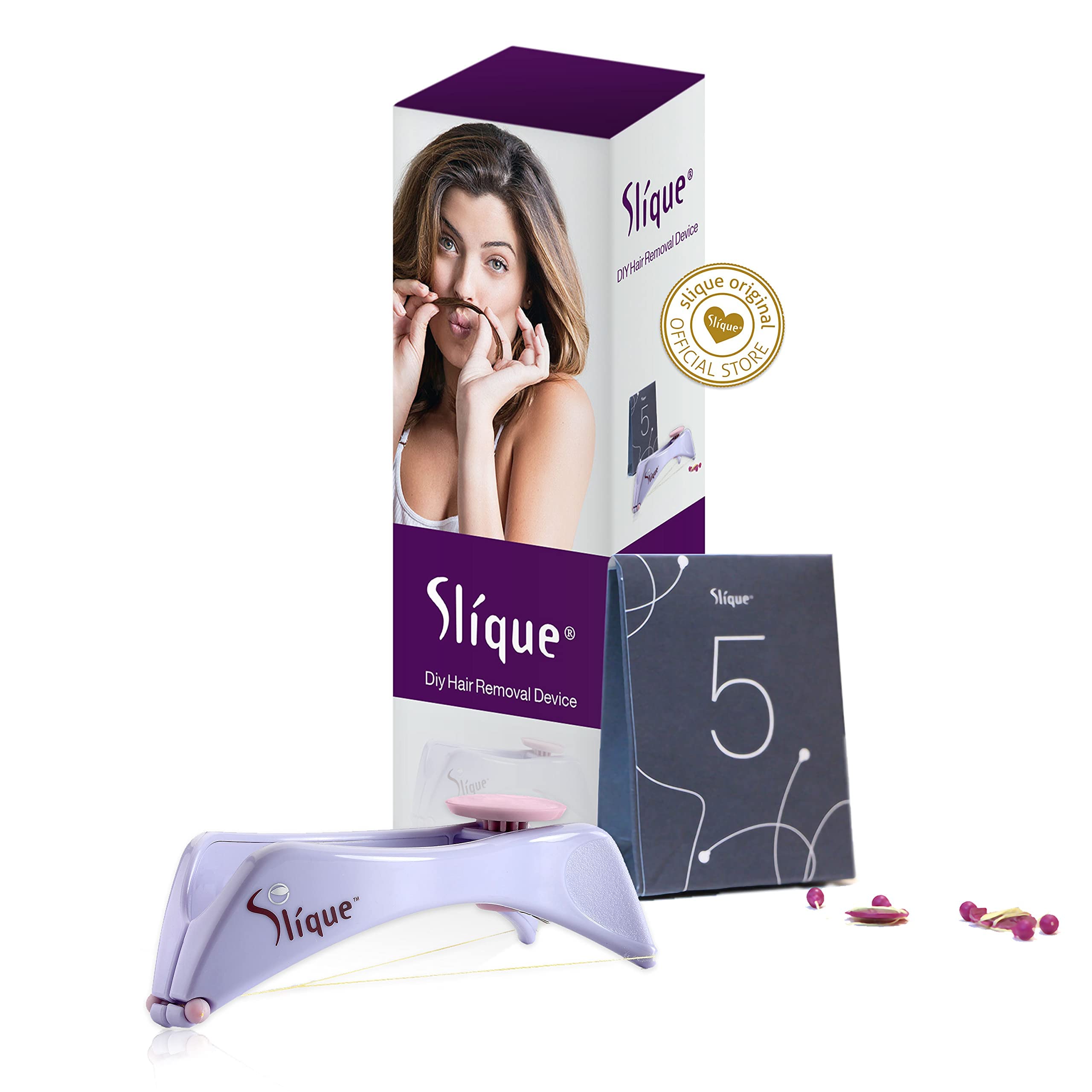 Slique Eyebrow Face and Body Hair Threading and Removal System. Amazing at home quick and painless hair removal system using the ancient technique of Threading to remove ALL unwanted facial hair.