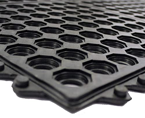 Envelor Interlocking Rubber Floor Mat for Restaurant Kitchen Floor Anti Fatigue Bar Door Mat Non-Slip Indoor Outdoor Shower Pool Drainage, Durable Garage Flooring 36 x 36 Inch