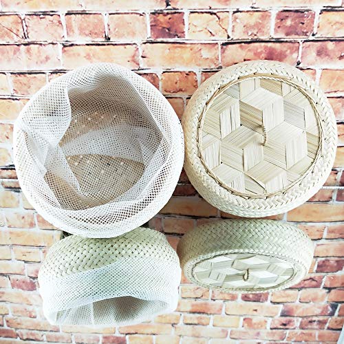 Heavens Tvcz Bamboo Rice Steamer Basket with Lid Sticky Rice Cooker Thai Home Electric Cooker Food Safe Free Cloth 1 piece