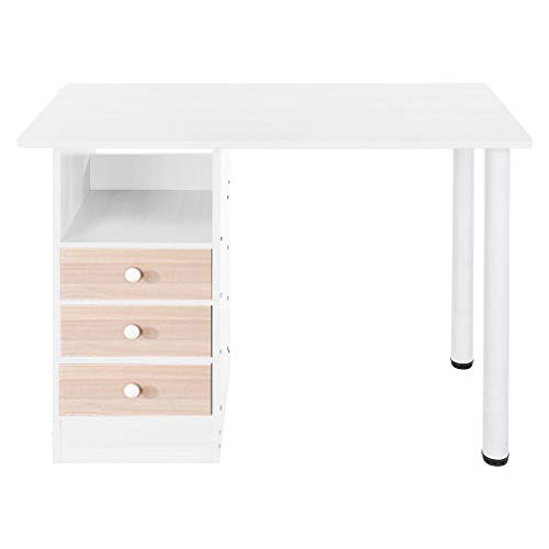 Home Office Workstation Desk, Computer Laptop Desk Study Table with Drawers for Dressing Table, Living Room, Bedroom, Study, Etc (White)