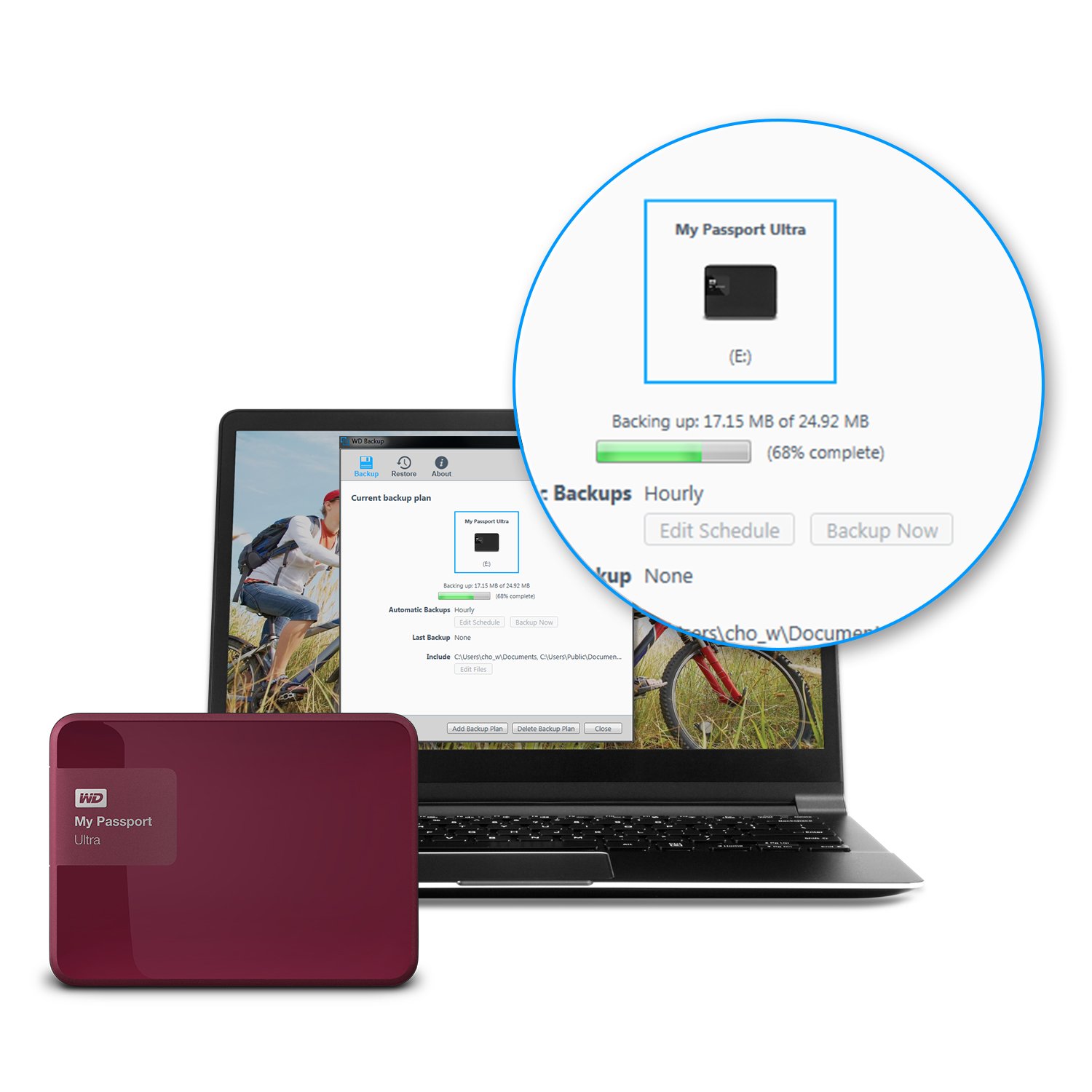 WD 3TB Berry My Passport Ultra Portable External Hard Drive - USB 3.0 - WDBBKD0030BBY-NESN