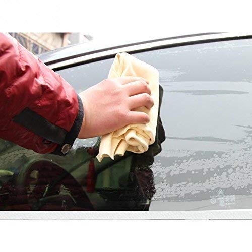 Trainshow Cleaning Chamois Shammy for Car, Natural Deerskin Leather Drying Cleaning Towel for Auto and Precision Instrument12.6''X20'' (2-Pack)
