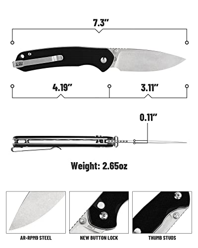 CJRB Pyrite Black Bundled with Blue Great EDC Knife Companion