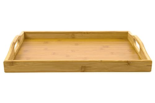 Serving Tray with Handles Nice Size Aprox 17.7 X 13 inch by Intriom Bamboo Collection