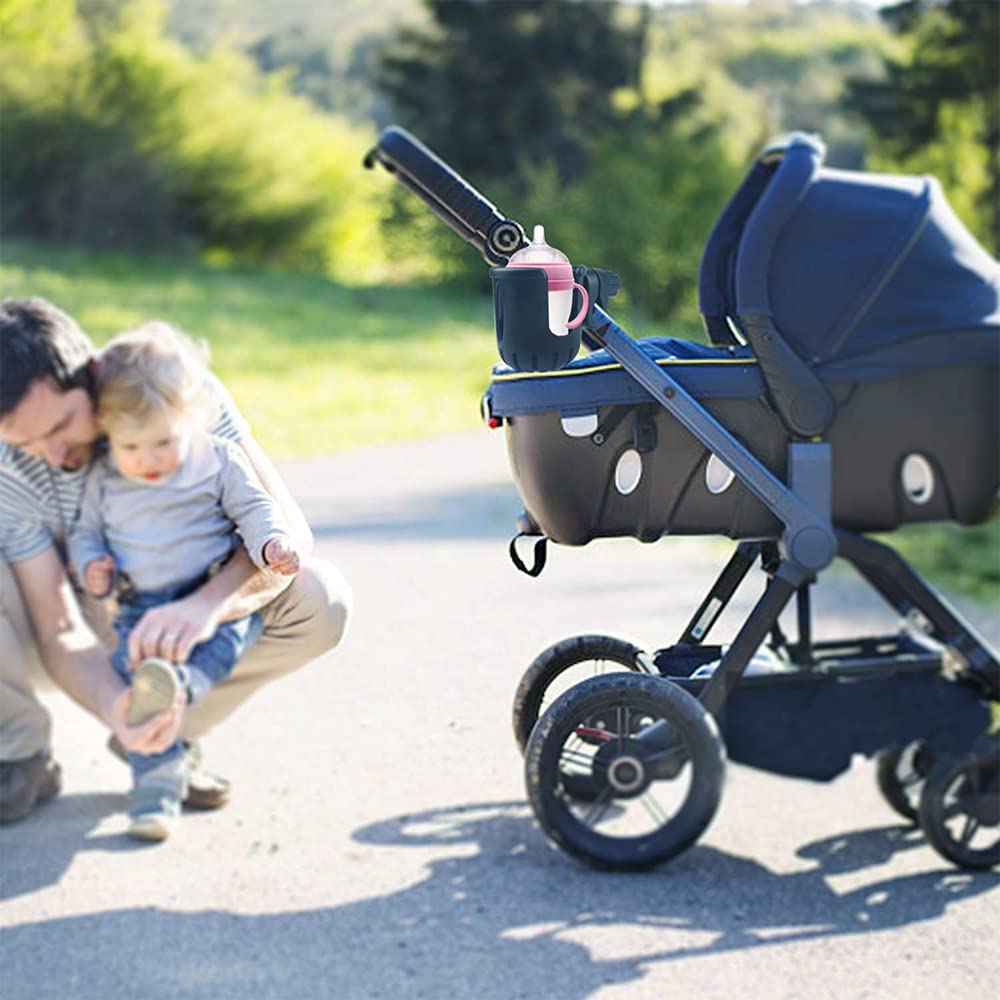 CXSBABY Cup Holder for Stroller with Phone Holder, Universal Cup Holder for Stroller, Bike, Wheelchair, Walker, Scooter, Black.