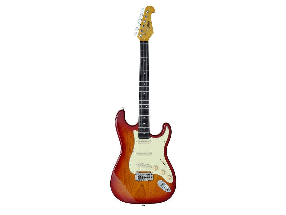 Monoprice Indio Series 6 String Solid-Body Electric Guitar, Right, Cherry Red Burst (610192)