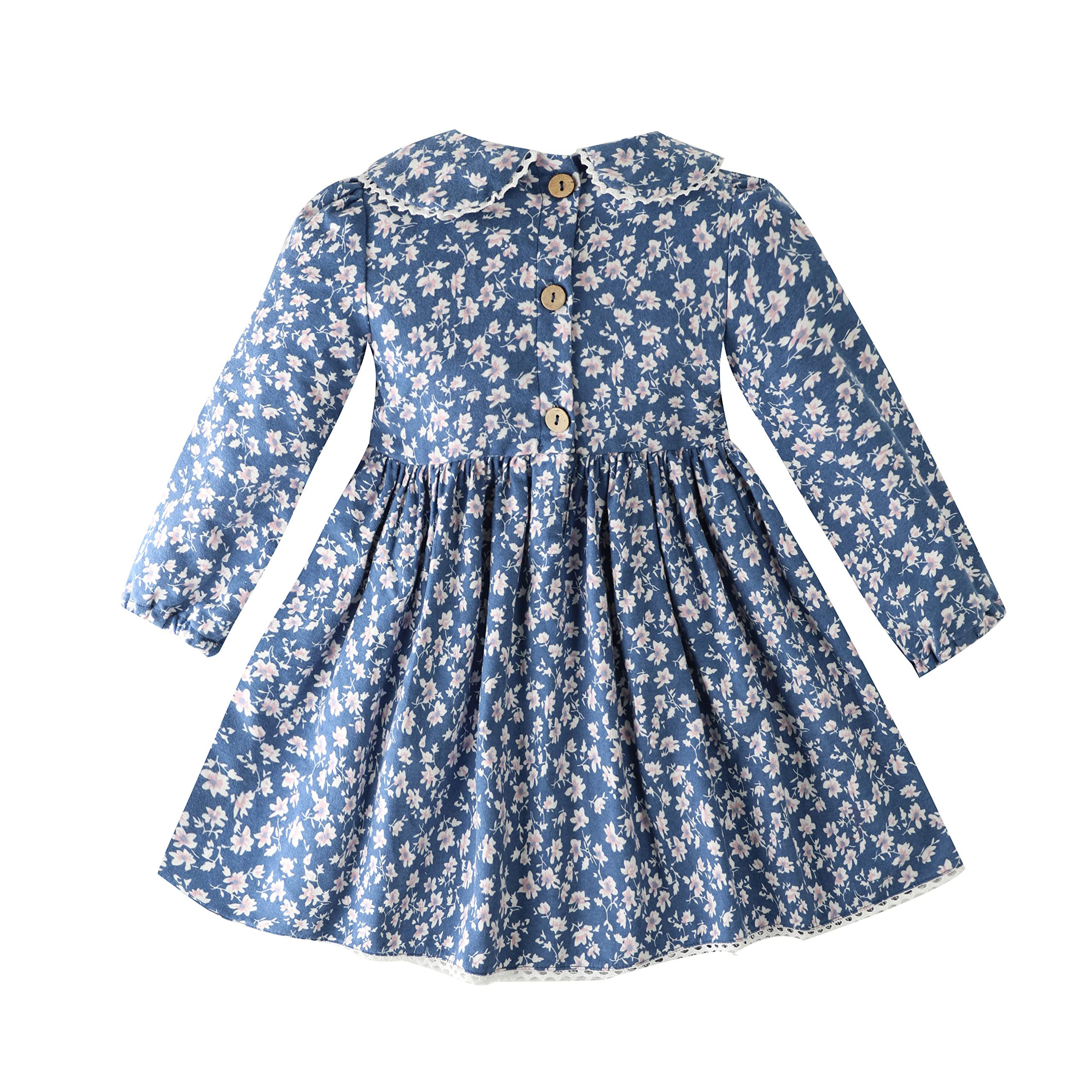 CHUBBYBUN BABY Toddler Girls Peter Pan Collar Dress (Blue Floral 24M)