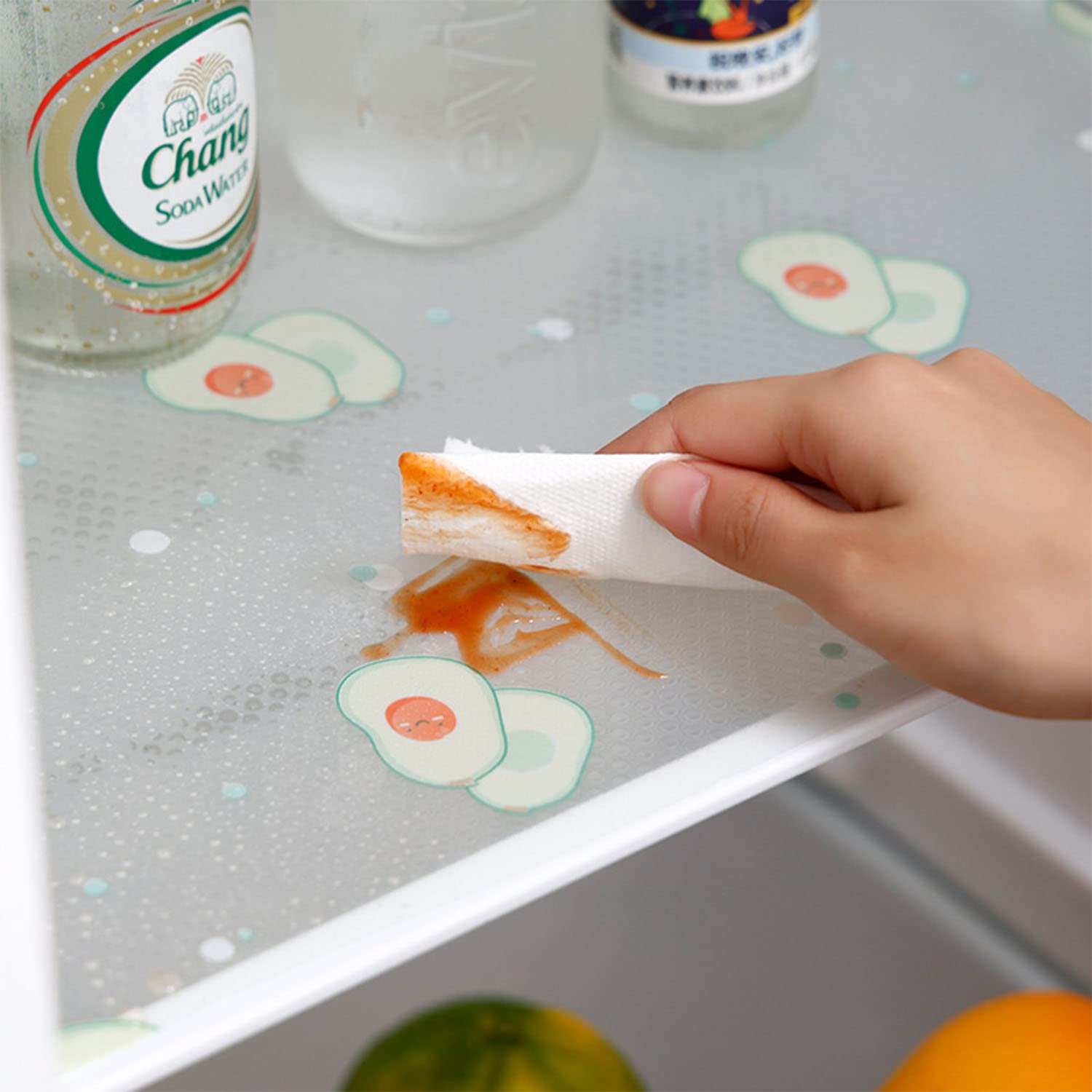 CHANMOL Shelf Liner, Washable Non-Slip EVA Refrigerator Liner, for Fridge Shelf Cabinet Drawer Dresser (Lemon, 17.7" x 78.7")