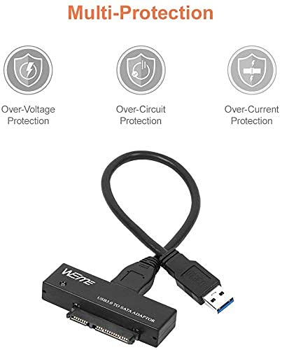 WEme USB 3.0 to SATA Converter Adapter for 2.5 3.5 Inch Hard Drive Disk SSD HDD, Power Adapter and USB 3.0 Cable Included
