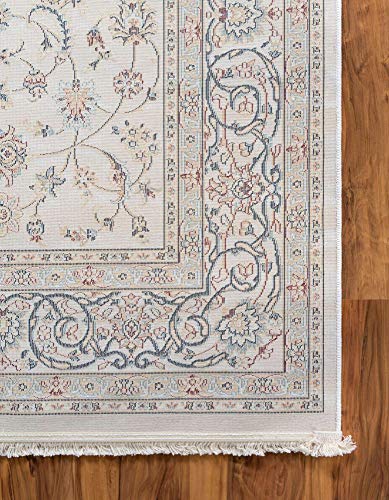 Unique Loom Narenj Collection Area Rug - Leeds (3' x 13' 1" Runner, Ivory/ Blue)