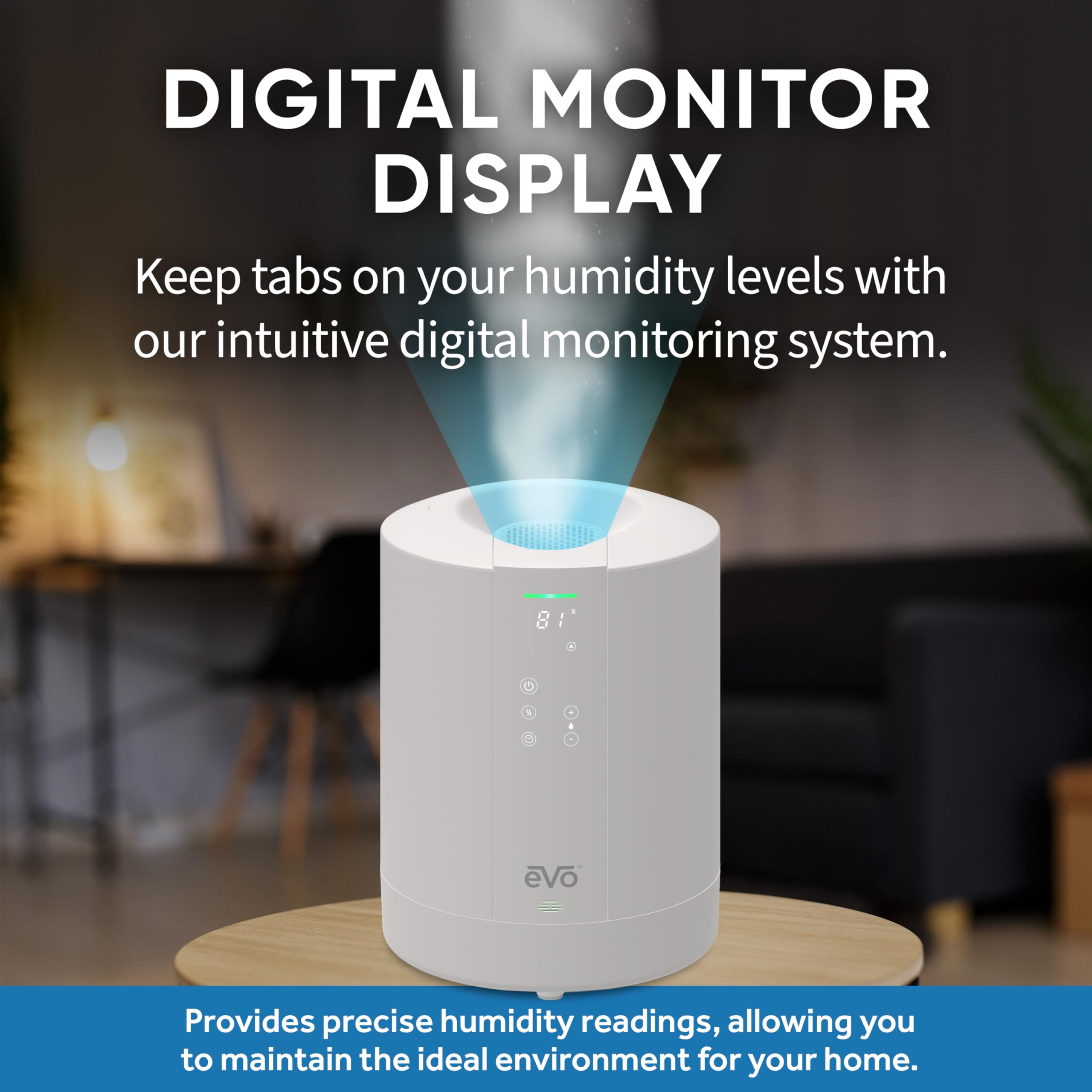 EVO WMH440 Self Sanitizing Pure Mist Humidifier (6L Capacity) β 28 Hour Continuous Run Time, Dishwasher Safe Base, Empty Tank Auto Shut-Off