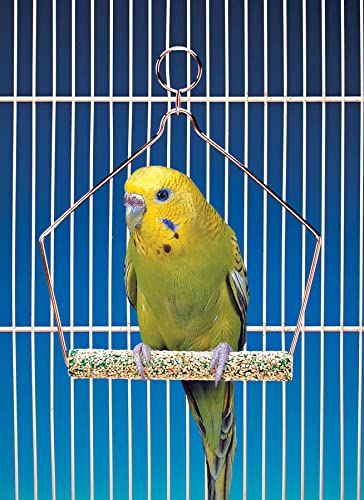PENN-PLAX Bird-Life Trimmer Plus Cement Bird Swing – Naturally Trims Nails & Beak – Assorted Colors – 4” Wide