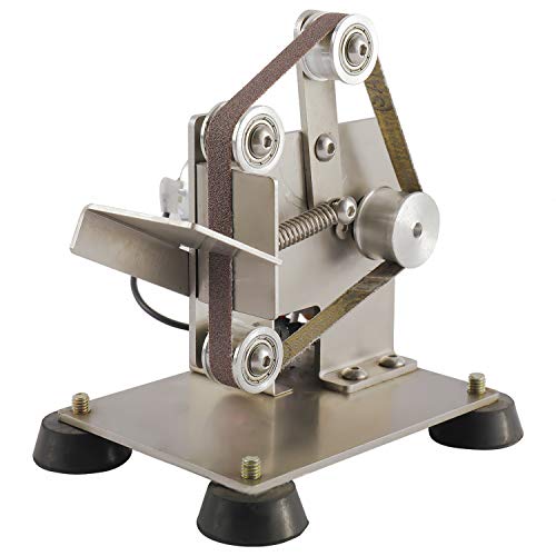 DIY Mini Electric Belt Sander Multifunctional Grinding Machine, Electric Knife Apex Edge Sharpener, Small DIY Polishing Machine with 10 pcs Sand Belts