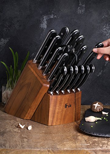 Cangshan TV2 Series 1023053 Swedish 14C28N Steel Forged 17-Piece Knife Block Set, Acacia
