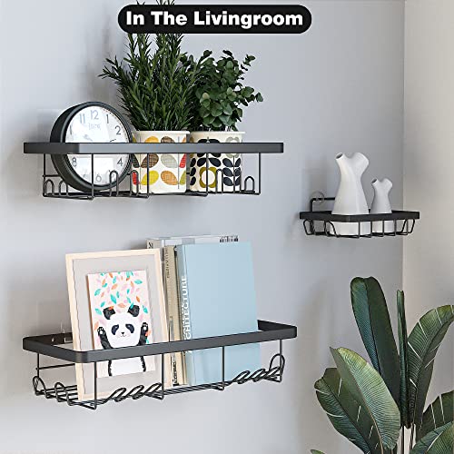 LOCVCDA Shower Caddy, Shower Organizer Shower Shelf with Soap Holder, No Drilling Rustproof Stainless Steel Bathroom Shower Organizer, Adhesive Shower Shelves (Black-3 pack)
