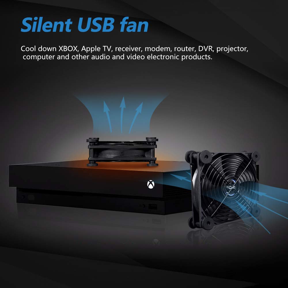 SCCCF Dual 120mm USB Speed Control Fan, 5V Portable Cooling Fan for Flat-Screen TV Receiver Router DVR PlayStation Xbox Computer Cabinet Cooler