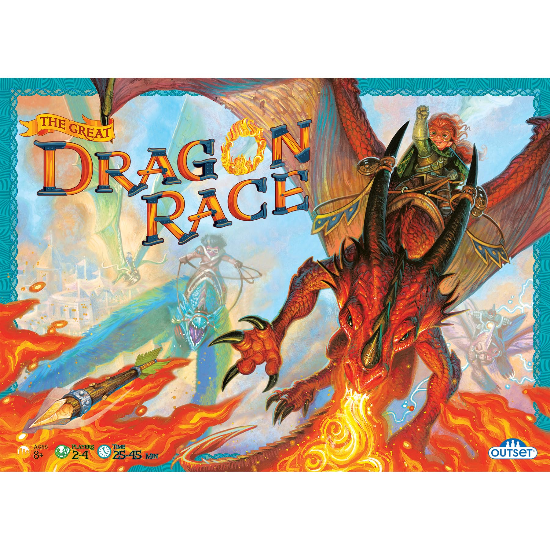Great Dragon Race - Fantasy Board Game, Outset Media, Kids & Family Race Start to Finish Game, 2-4 Players, Ages 8+