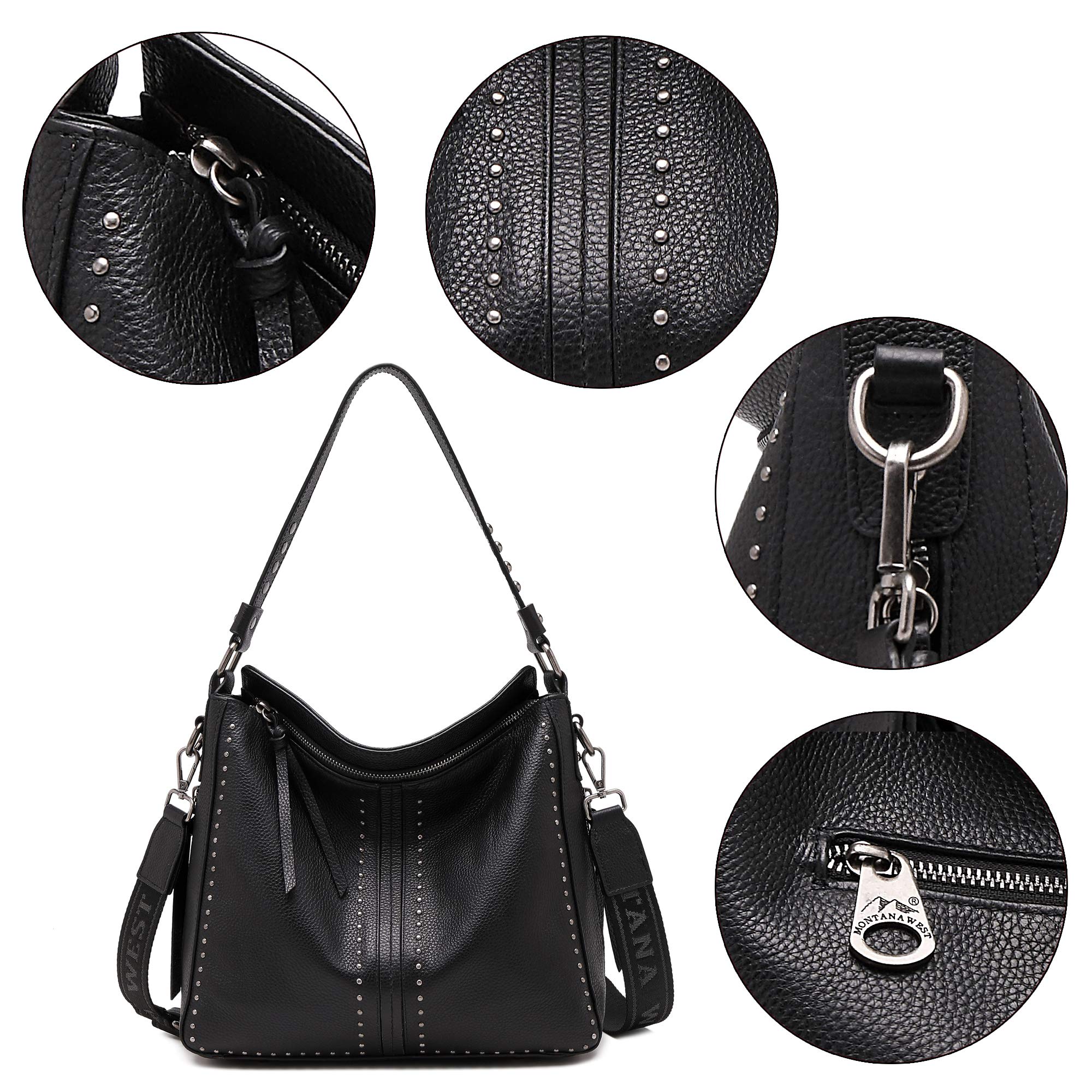 Montana West Genuine Leather Concealed Carry Purses and Handbags for Women Handgun Tote Black MWL-G005BK