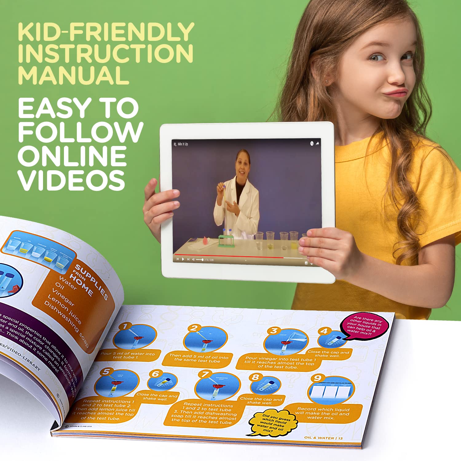 Science Kit for Kids Ages 3, 4, 5, 6, 7 - Over 20 Science Experiments - Lab Coat Included