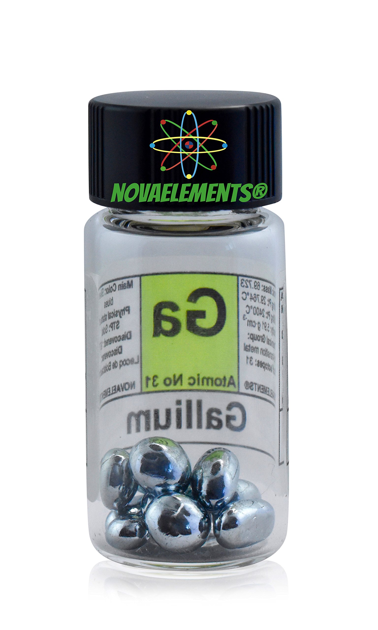 Gallium Metal Element 31 Sample 99.995% Pure 5 Grams Shiny pellets in Labeled Glass Vial