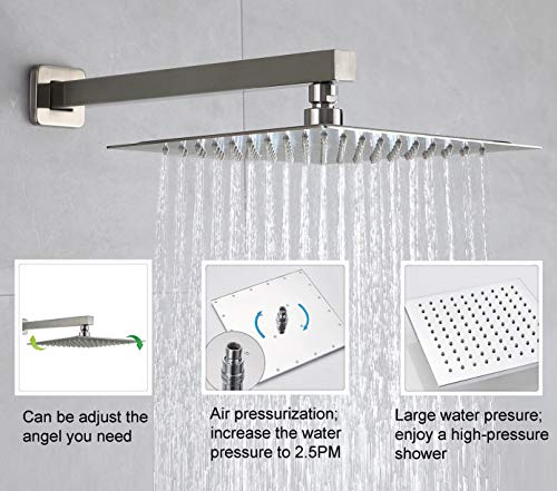 DMDMBATH Shower System Brushed Nickel Shower Faucet Set 3-Function Bathroom Shower Fixtures with Waterfall Tub Spout Wall Mount 10 inch Rain Shower Head (Brushed Nickel)…