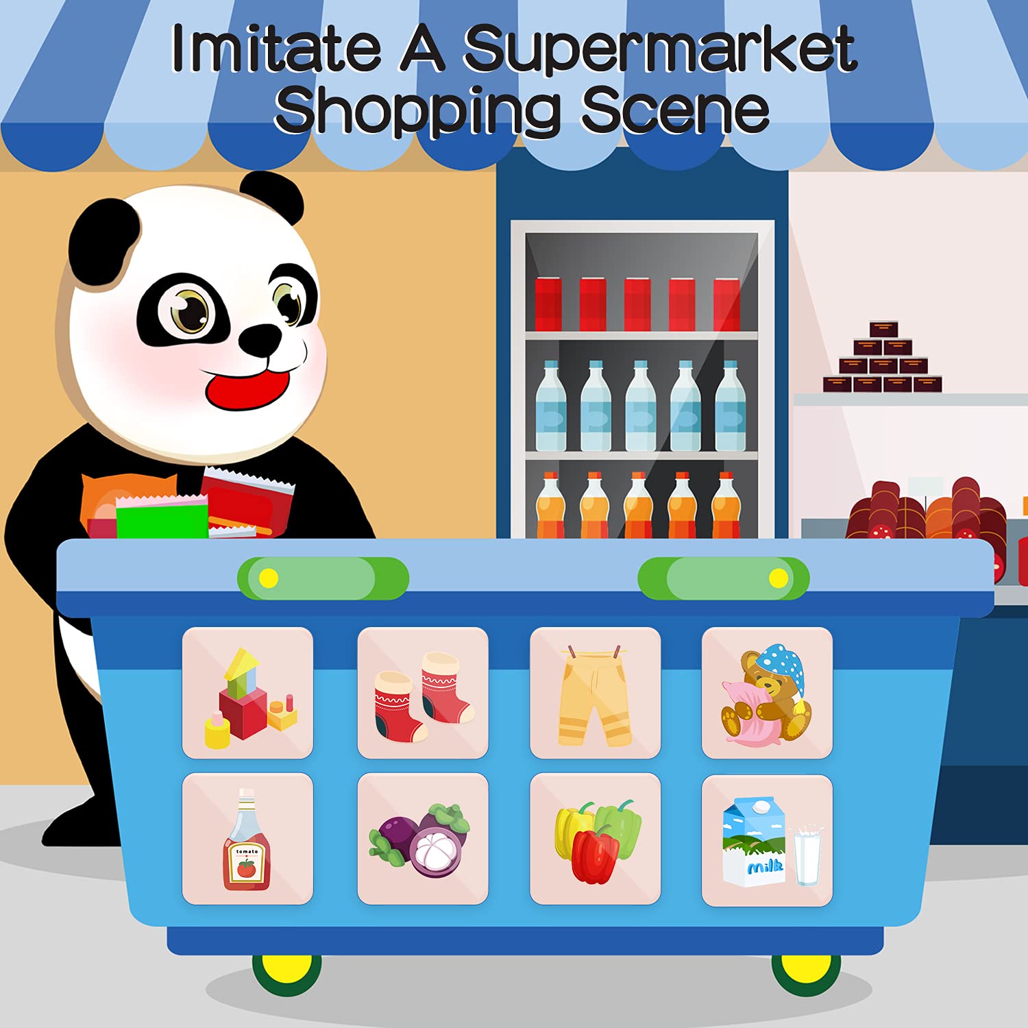Panda Juniors Memory Game, Shopping List Game Educational Matching Games for Kids Toddlers Ages 3 and Up Preschool Home Learning Montessori STEM Board Games Gift Toys
