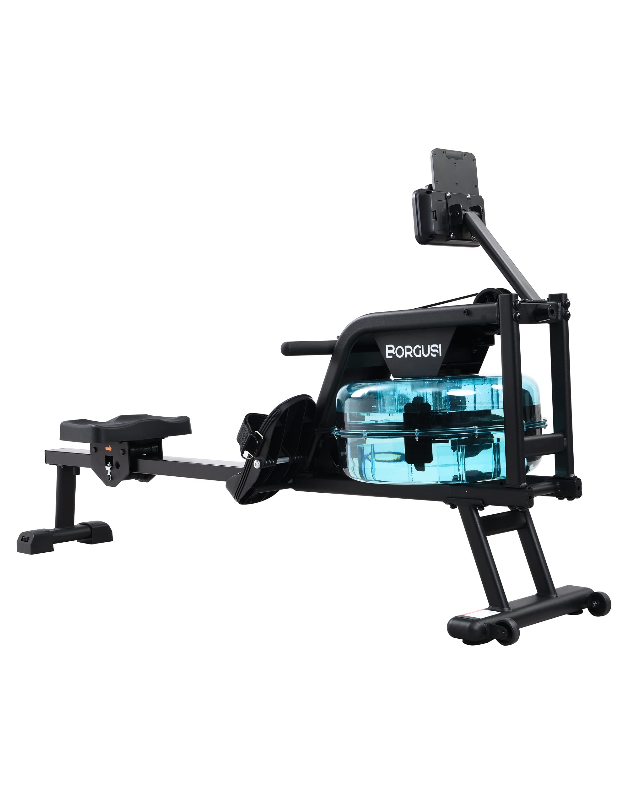 BORGUSI Water Rowing Machine Indoor Exercise Rower with LCD Monitor, Tablet Holder and Comfortable Seat Cushion, Max 350 lbs Weight Capacity for Home Use