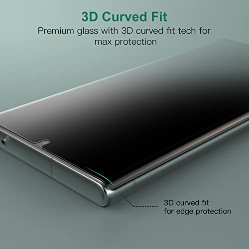 Gatatol [2 Pack for Galaxy S23 Ultra Screen Protector Privacy [Support Fingerprint & S Pen] 2X 3D Curved Anti-Spy Tempered Glass for Samsung S23 Ultra 5G