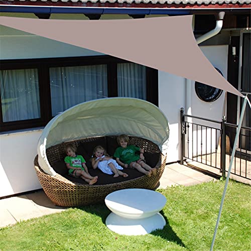 JLCP Triangular Awning Sun Protection Garden Balcony Patio Weather Resistant Breathable UV-Protection 3X4x5m Sun Shade Sail with 3 Ropes and Fixing Kit,Light Brown