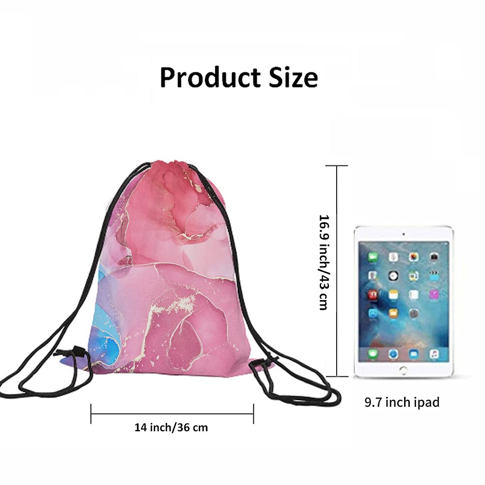 Beabes Marble Drawstring Bags Backpack Bag Abstract Acrylic Nature Marbling Artwork Texture Golden Swirl Dye Art Sport Gym Sack Drawstring Bag String Bag Yoga Bag for Men Women