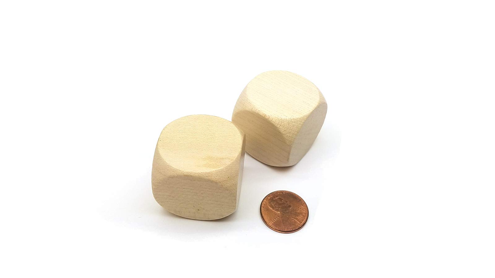 Koplow Games Pack of 2 D6 Large Jumbo 30mm Rounded Blank Wooden Dice - 'Light' Wood