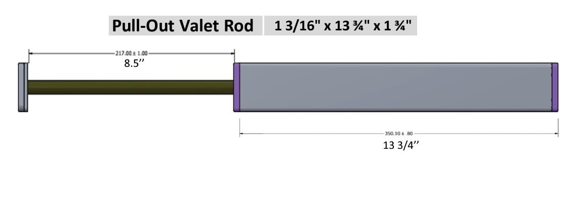 Designer Wardrobe Reversible Closet Valet Rod 11.75" or 13.75" Length with 8.5" Retractable Pullout Extension and Installation Hardware (Matte Brass, 11.75 Inch Long)