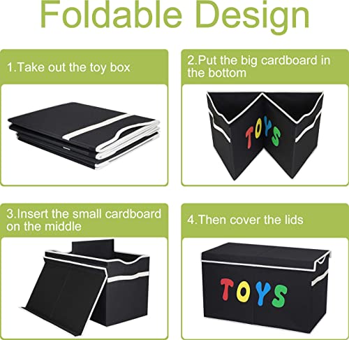 YOLOXO 2 PackToy Box Chest, Collapsible Sturdy Storage Bins with Lids, Extra Large Kids Toy Storage Organizer Boxes Bins Baskets for Kids, Boys, Girls, Nursery Room, Playroom, Closet